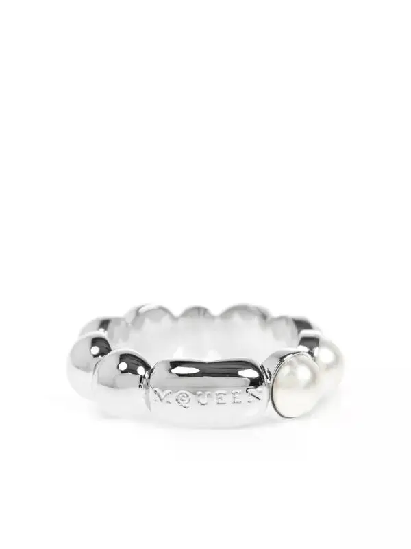 Alexander McQueen Skull And Pearl Ring