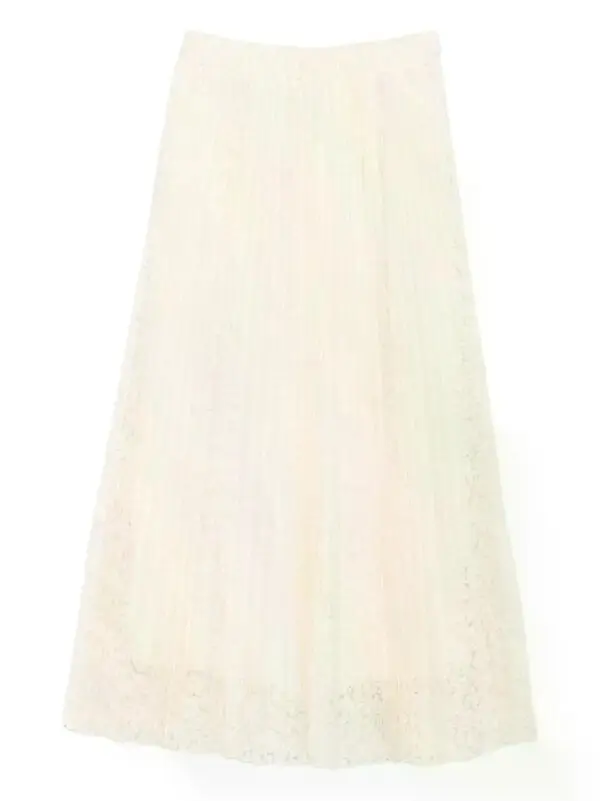 Ermanno Scervino Floral Pleated Midi Skirt - Neutrals