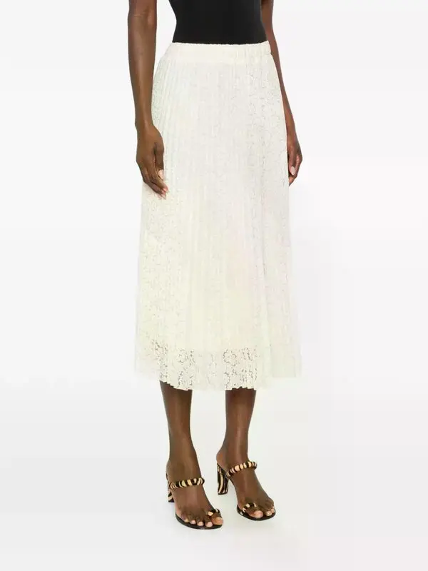 Ermanno Scervino Floral Pleated Midi Skirt - Neutrals