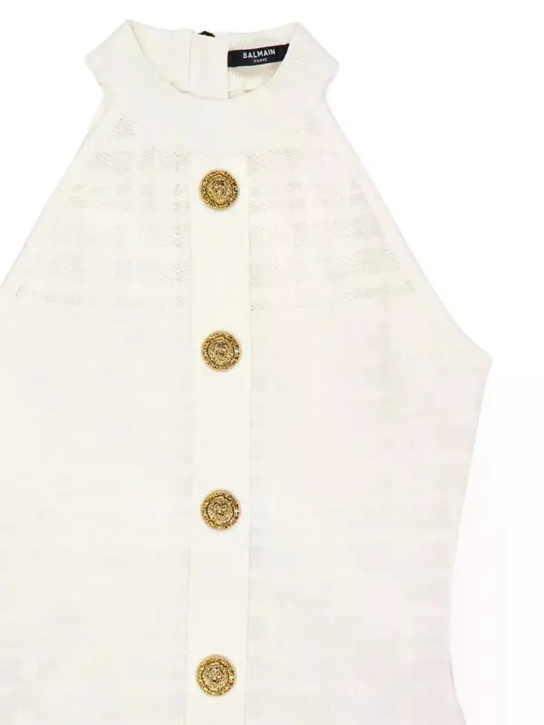 Balmain Button-embellished Pleated Dress
