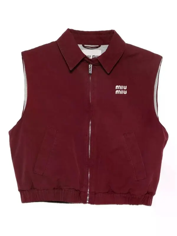 Miu Miu Logo Embroidered Poplin Gilet