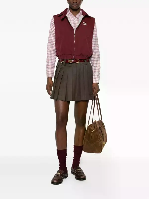 Miu Miu Logo Embroidered Poplin Gilet
