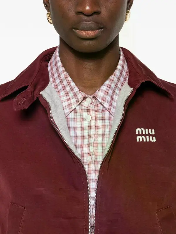 Miu Miu Logo Embroidered Poplin Gilet