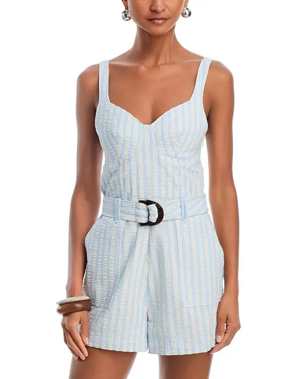 Simkhai Kai Bustier Cover Up Romper - Hydrangea Blue Stripe