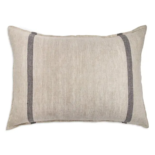 POM POM AT HOME Rory Linen Big Pillow, 28 X 36 - Flax/midnight