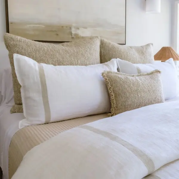 POM POM AT HOME Rory Linen Euro Sham, 26 X 26 - White/flax
