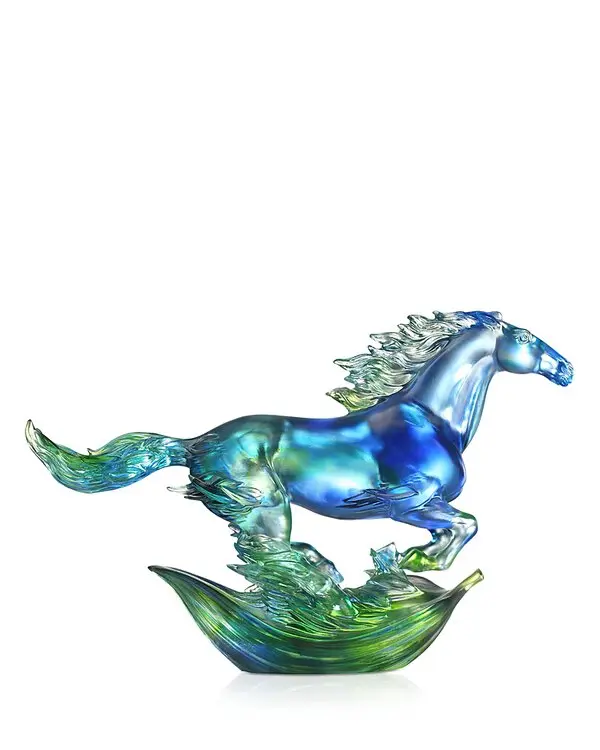LIULI Advance Without Fear Limited Edition Crystal Glass Sculpture - Blue/green/clear