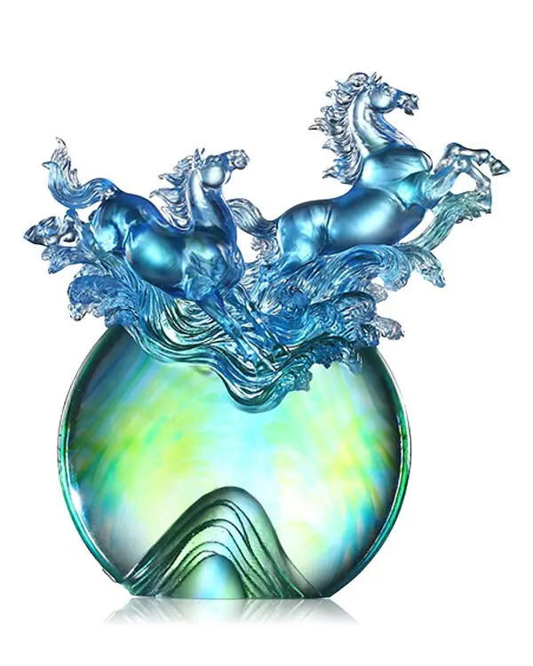LIULI Resembling Water Ever In Motion, Ever Alive Limited Edition Crystal Glass Sculpture - Blue/green/clear