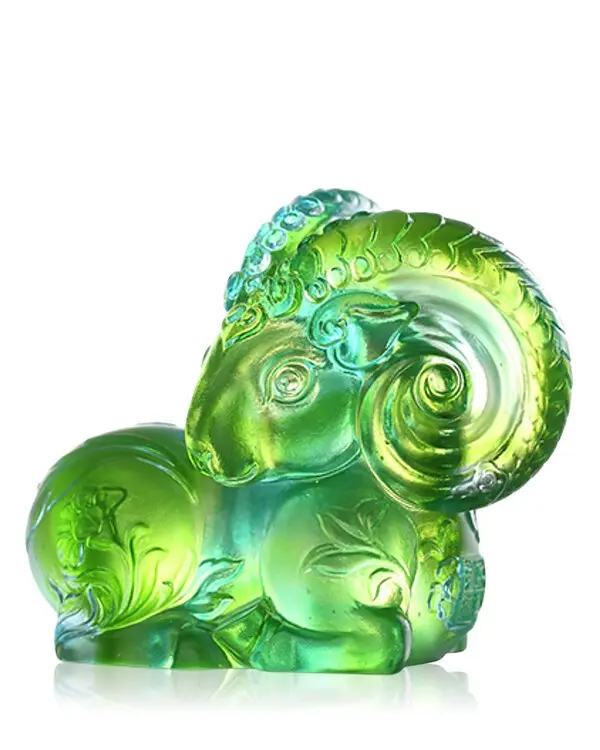 LIULI Ruyi's Twelve Blessings Auspicious Fuzzy Crystal Glass Sculpture - Blue/green/clear