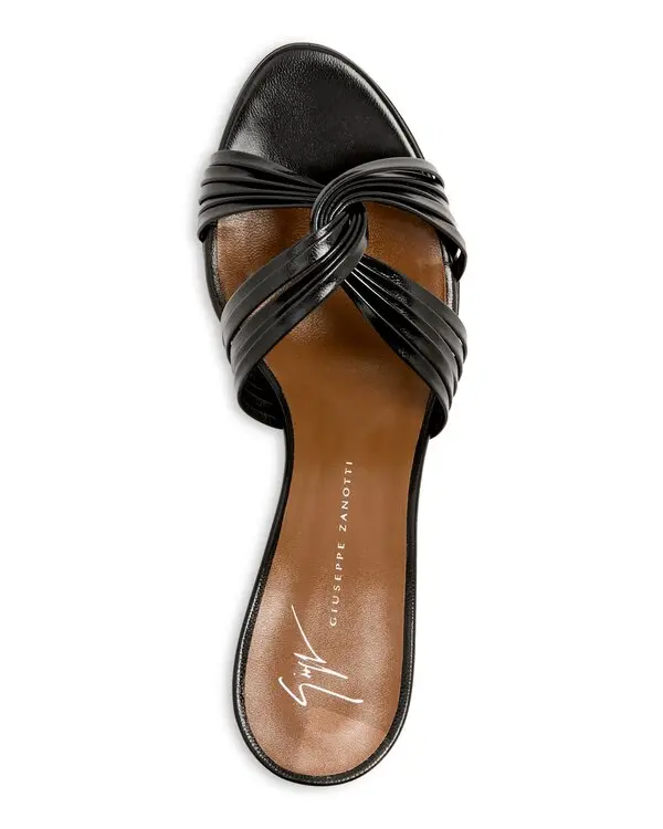 GIUSEPPE ZANOTTI Knot Detail Leather Sandals - Nero