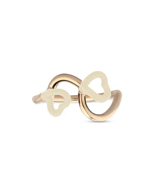 Bea Bongiasca 9k Yellow Hearts Panna Enamel Double Heart Ring - Gold