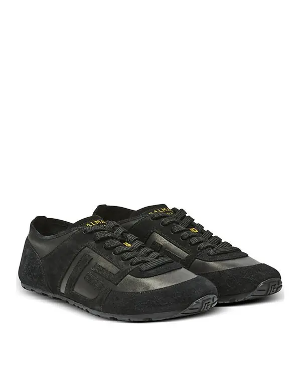 Balmain Racer 45 Lambskin And Suede Trainers - Black