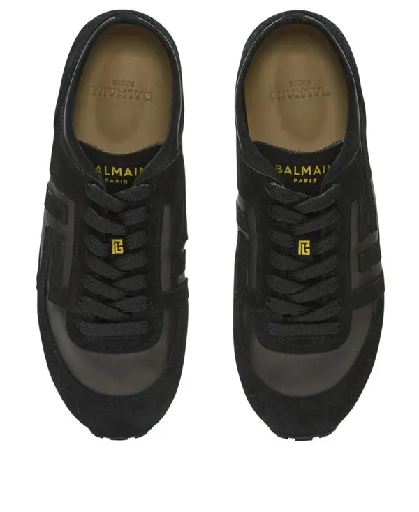 Balmain Racer 45 Lambskin And Suede Trainers - Black