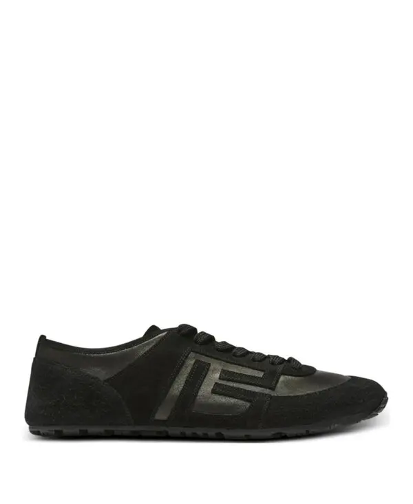 Balmain Racer 45 Lambskin And Suede Trainers - Black