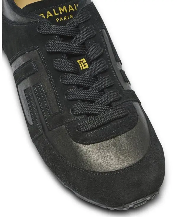 Balmain Racer 45 Lambskin And Suede Trainers - Black