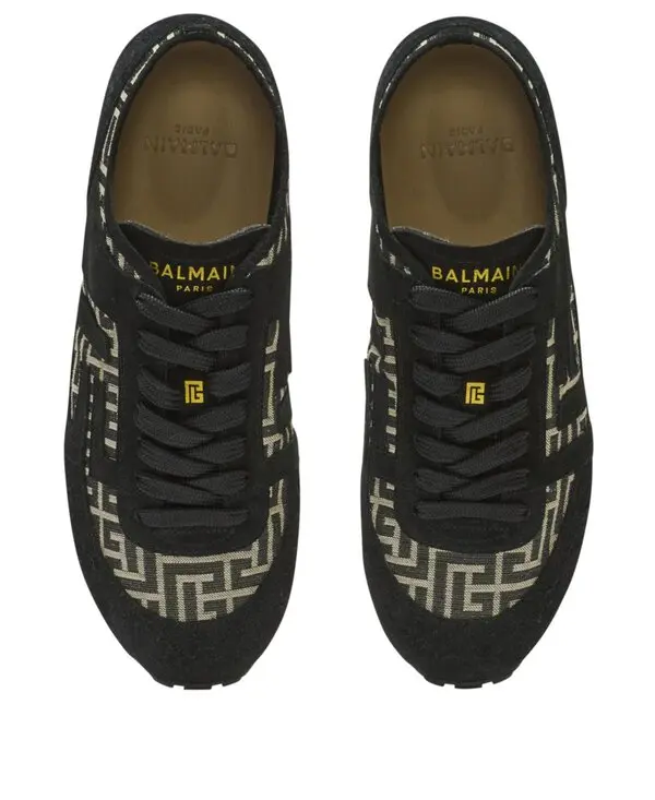 Balmain Racer 45 Monogram Jacquard Trainers - Black
