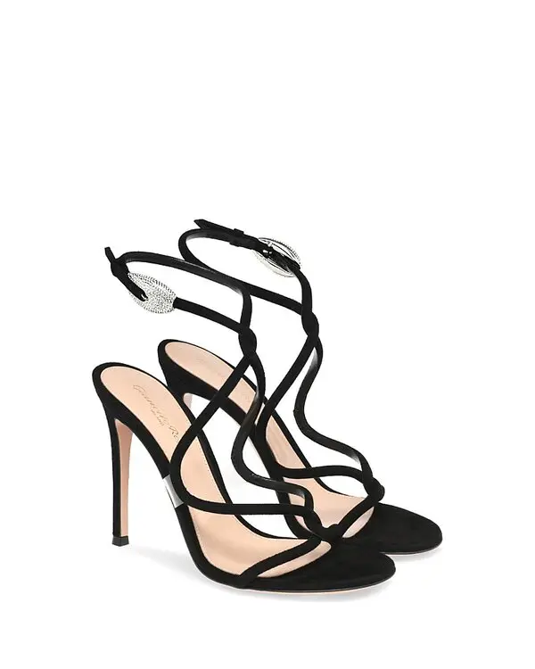 GIANVITO ROSSI Mamba Crystal Sandal - Black Suede