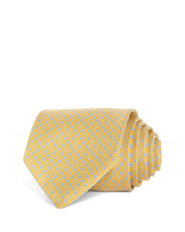 FERRAGAMO Silk Gancini Floral Necktie - F.giallo