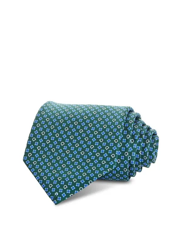 FERRAGAMO Silk Gancini Floral Necktie - F.verde