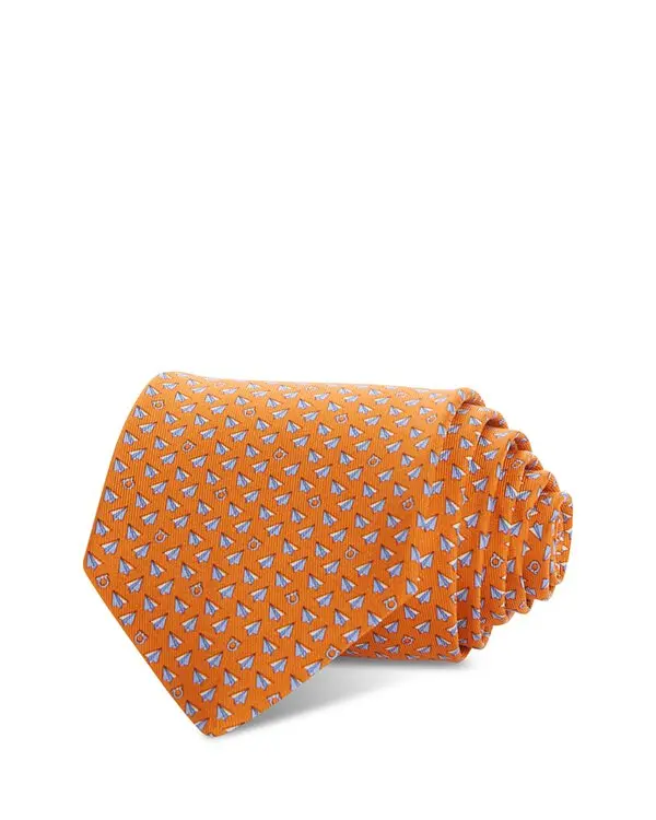 FERRAGAMO Silk Gancini Paper Airplane Tie - F.arancio
