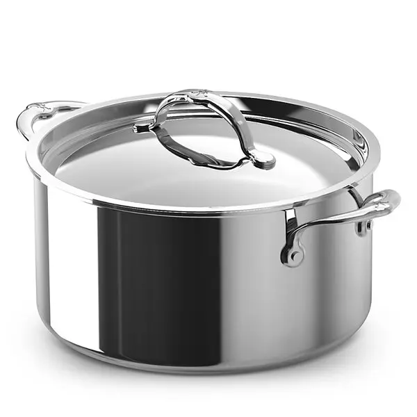 HESTAN Probond Luxe 6-qt. Polished Professional Clad Stainless Steel Stock Pot With Lid - Silver