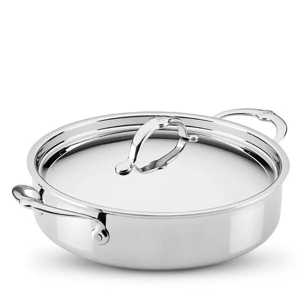 HESTAN Probond Luxe 6-qt. Polished Professional Clad Stainless Steel Rondeau With Lid - Silver