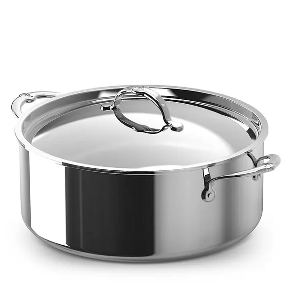 HESTAN Probond Luxe 9-qt. Polished Professional Clad Stainless Steel Rondeau With Lid - Silver