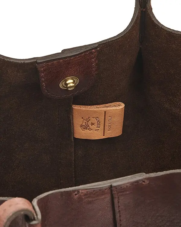 Il Bisonte Nina Pleated Leather Crossbody - Coffee