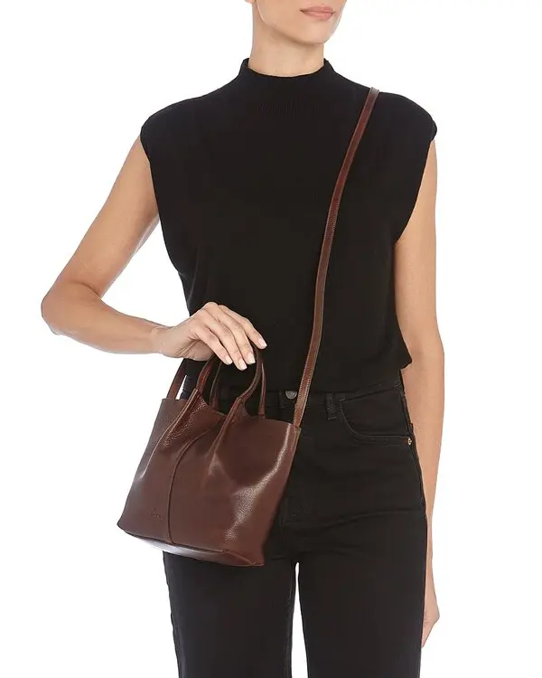 Il Bisonte Nina Pleated Leather Crossbody - Coffee