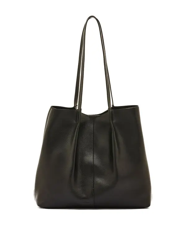 Il Bisonte Nina Large Pleated Leather Tote - Black