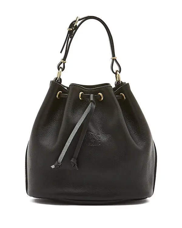 Il Bisonte Classic Leather Bucket Bag - Black