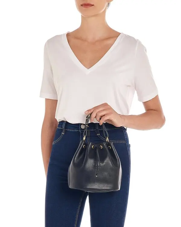 Il Bisonte Classic Leather Bucket Bag - Black