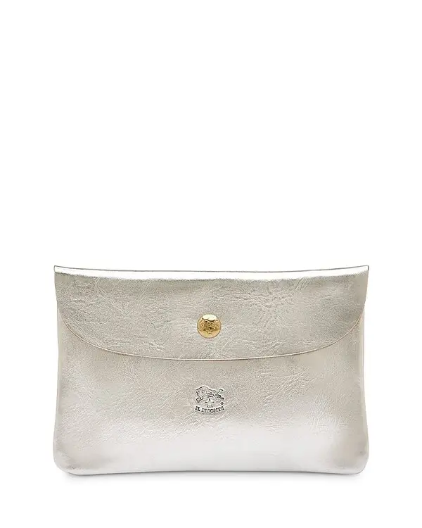 Il Bisonte Manuela Leather Coin Purse - Silver