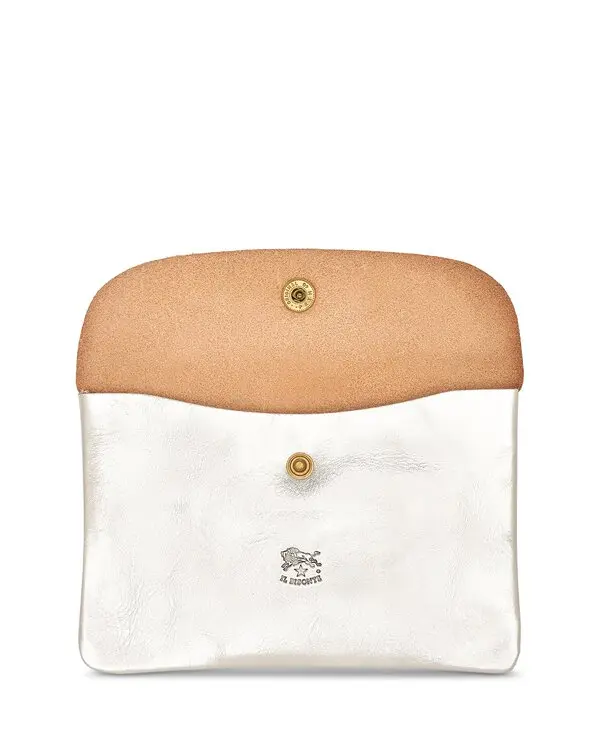 Il Bisonte Manuela Leather Coin Purse - Silver