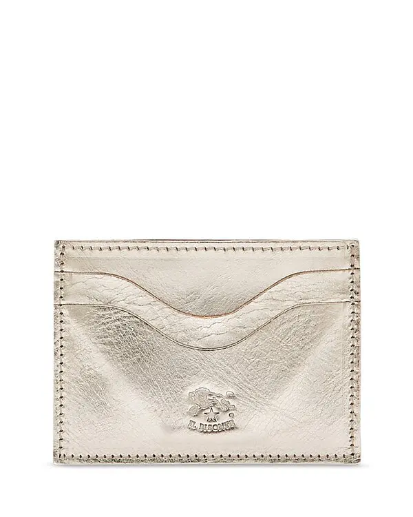 Il Bisonte Salina Metallic Leather Card Case - Platinum