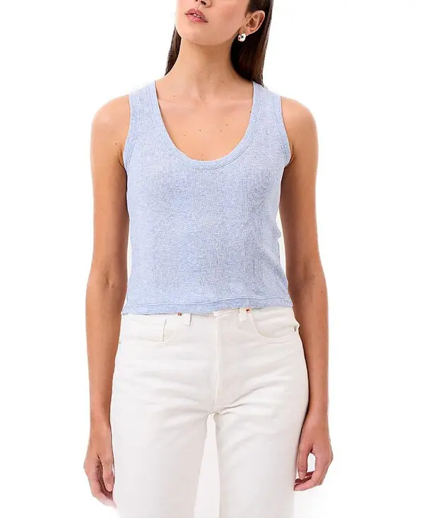 GOLDIE LEWINTER Variegated Rib Crop Tank Top - Blue Heather