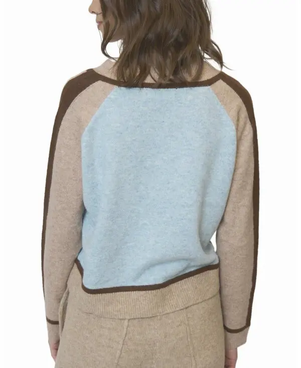 Central Park West Color Blocked V-neck Sweater
