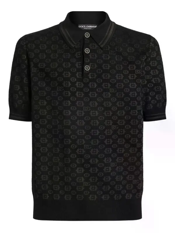 Dolce & Gabbana Geometric-pattern Polo Shirt - Black