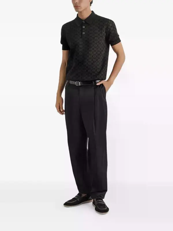 Dolce & Gabbana Geometric-pattern Polo Shirt - Black