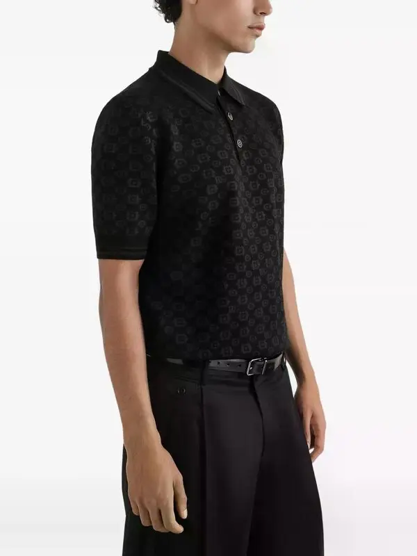 Dolce & Gabbana Geometric-pattern Polo Shirt - Black
