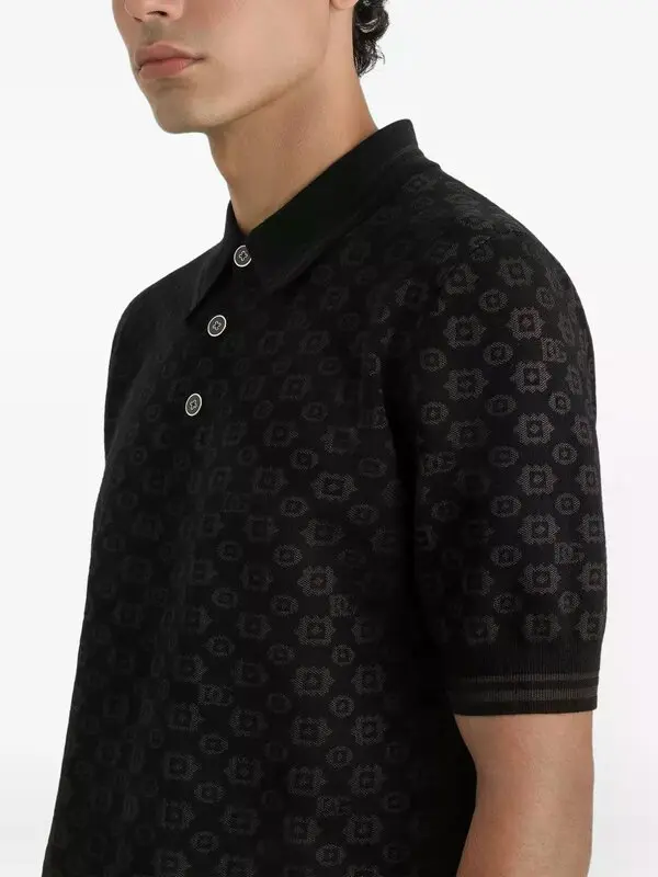 Dolce & Gabbana Geometric-pattern Polo Shirt - Black