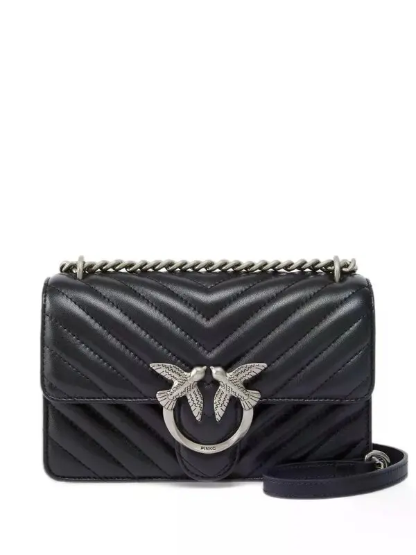 Pinko Small Shoulder Bag In Quilted Nappa Leather With Chevron Pattern - Neutrals