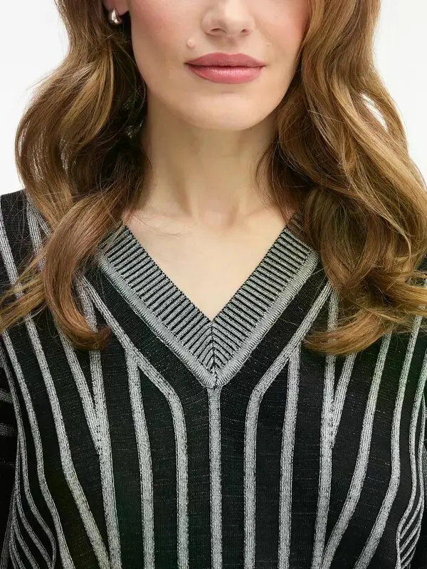 Dkny Striped V-neck Sweater