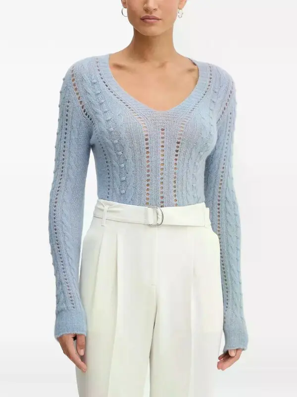 TWINSET Cable-knit V-neck Sweater
