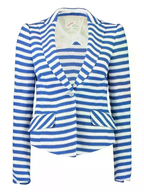 MAISON COMMON Striped One-button Jacket - Blue