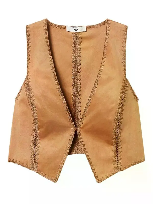 TWINSET Embroidered Suede Effect Waistcoat