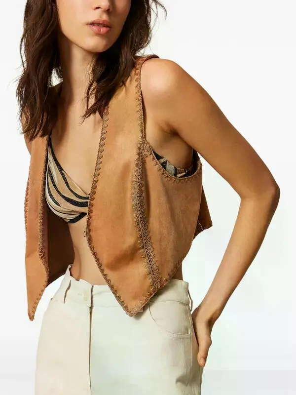 TWINSET Embroidered Suede Effect Waistcoat