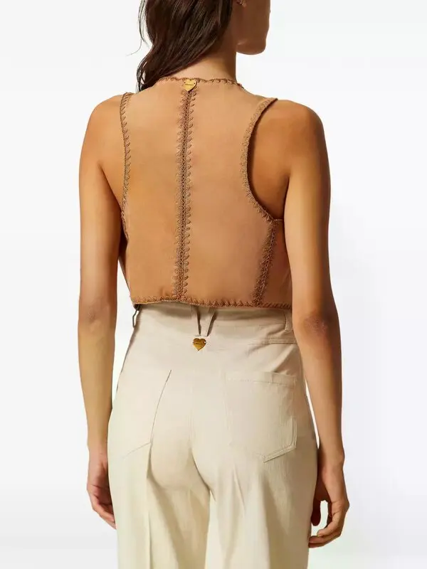 TWINSET Embroidered Suede Effect Waistcoat