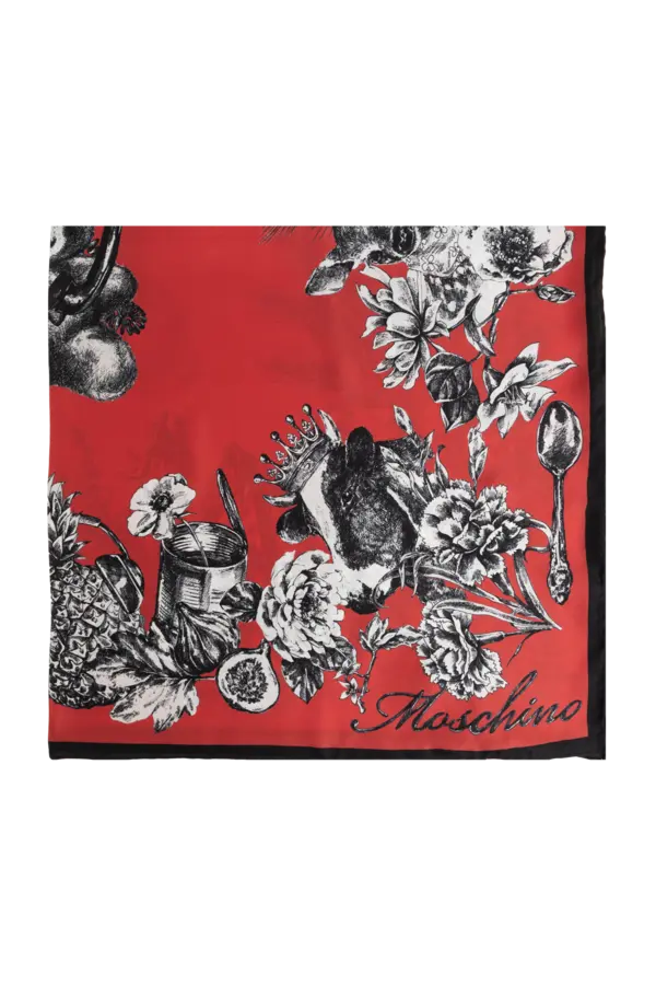Moschino Silk Scarf With Print - Red