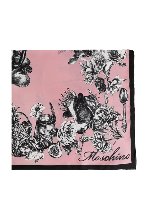 Moschino Silk Scarf With Print - Pink